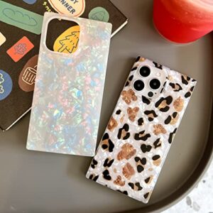 BANAILOA Leopard iPhone 14 Pro Max Square Case,Cute Case Cheetah Print Soft Silicone Protective Sparkle Girly Case Cover Desinged for Apple iPhone 14 Pro Max - 6.7 inch (Leopard)