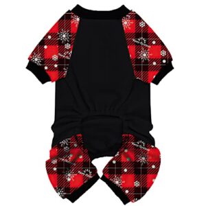 Christmas Dog Pajamas, Winter Warm Cute Holiday Theme Dog Onesie Jumpsuit Stretchy Doggie Sweater Puppy Clothes Outift Xmas Tiny Pet PJS for Small Dogs Cat Apparel (Plaid Puppy, Small)