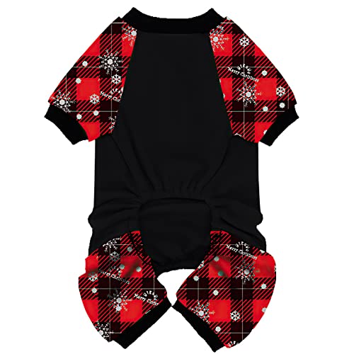 Christmas Dog Pajamas, Winter Warm Cute Holiday Theme Dog Onesie Jumpsuit Stretchy Doggie Sweater Puppy Clothes Outift Xmas Tiny Pet PJS for Small Dogs Cat Apparel (Plaid Puppy, Small)