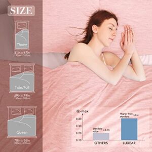 Cooling Blanket Keep Cool in Hot Summer, 51 X 67in Twin or Baby Size Blanket for Adults, Children, Babies Japanese Q-Max 0.4 Technology Arc-Chill Cooling Fiber, Breathable Comfortable All-Season-Pink