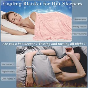 Cooling Blanket Keep Cool in Hot Summer, 51 X 67in Twin or Baby Size Blanket for Adults, Children, Babies Japanese Q-Max 0.4 Technology Arc-Chill Cooling Fiber, Breathable Comfortable All-Season-Pink