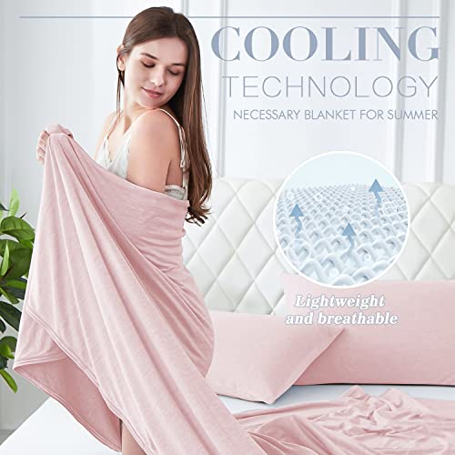 Cooling Blanket Keep Cool in Hot Summer, 51 X 67in Twin or Baby Size Blanket for Adults, Children, Babies Japanese Q-Max 0.4 Technology Arc-Chill Cooling Fiber, Breathable Comfortable All-Season-Pink