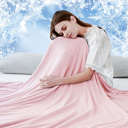 Cooling Blanket Keep Cool in Hot Summer, 51 X 67in Twin or Baby Size Blanket for Adults, Children, Babies Japanese Q-Max 0.4 Technology Arc-Chill Cooling Fiber, Breathable Comfortable All-Season-Pink