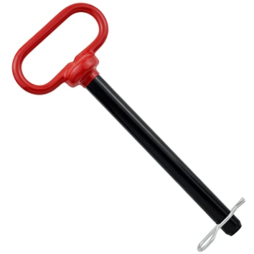 Jamiikury Trailer Hitch Pin, 5/8 x 6 Inch Tractor Hitch Pin with R-Clip Pin for Lawn Mower, Tractor, Trailer (Red)