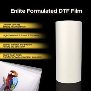 Enlite 11.8" x 328ft DTF Transfer Film Roll, DTF Film for Direct to Film Transfer Printers with Single-Side Water-Based Coating, High Ink Receptivity and Stability, used for A3 DTF Printer