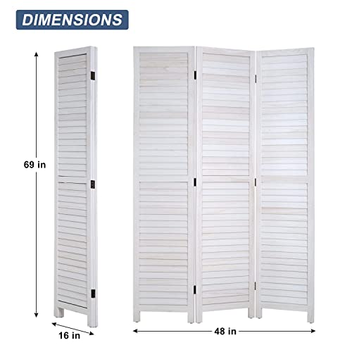 3 Panel Room Divider Privacy Screen 4.3 Ft Tall Privacy Wall Divider 67.7" x 16.9" Each Panel Folding Wood Screen for Home Office Bedroom Restaurant