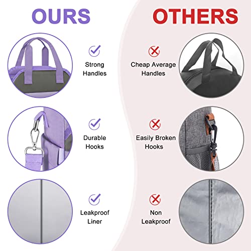 Lunch Bags for Women, Insulated Cute Lunch Bags for Adult Men with 4 Icepacks&2 Storage Pocket, Lunch Tote Bag with Removable Shoulder Strap,Large Leakproof Cooler Bag for Work,Picnic,Beach-Purple