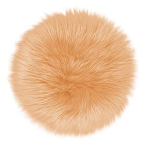 molain area rug decor fluffy soft small cushion backing carpet fuzzy faux fur pad aesthetic nail art table locker desk mat floor modern bedroom apartment living room girls accessories (round khaki)