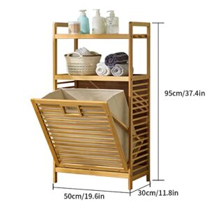 Baveke Laundry Hamper with 2-Tier Shelves and Tilt Out Basket, Laundry Baskets Organizer Hampers Bathroom Storage Shelf for Laundry Room, Bathroom, Nursery, Bedroom, Guest Room, Closet (Large)