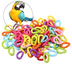 100Pcs Plastic Bird C-Clips Hooks Chain Links DIY Parrot Toys Mix Color for Parrots