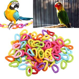 100Pcs Plastic Bird C-Clips Hooks Chain Links DIY Parrot Toys Mix Color for Parrots