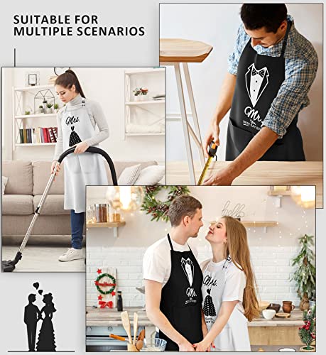 Wedding Gifts Engagement Gifts for Couples Mr and Mrs Aprons for Couples Gifts, Bridal Shower Gift Anniversary Christmas Gifts for Couple Mr and Mrs Gifts, 8 Pack Kitchen Cooking Apron Gift Set