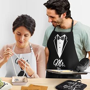 Wedding Gifts Engagement Gifts for Couples Mr and Mrs Aprons for Couples Gifts, Bridal Shower Gift Anniversary Christmas Gifts for Couple Mr and Mrs Gifts, 8 Pack Kitchen Cooking Apron Gift Set