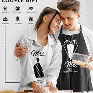 Wedding Gifts Engagement Gifts for Couples Mr and Mrs Aprons for Couples Gifts, Bridal Shower Gift Anniversary Christmas Gifts for Couple Mr and Mrs Gifts, 8 Pack Kitchen Cooking Apron Gift Set