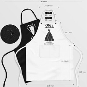 Wedding Gifts Engagement Gifts for Couples Mr and Mrs Aprons for Couples Gifts, Bridal Shower Gift Anniversary Christmas Gifts for Couple Mr and Mrs Gifts, 8 Pack Kitchen Cooking Apron Gift Set