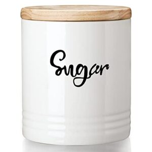 leetoyi porcelain food storage containers with lid, 4.5-inch 31oz white, labeled sugar