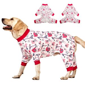 lovinpet labrador large dog onesies, pet anxiety relief, anti licking, post surgery recovery clothe, lightweight stretch fabric, jungle dreams fuchsia print, large dog jammies, large pet pj's/medium