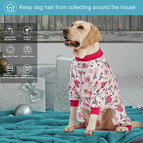 LovinPet Labrador Large Dog Onesies, Pet Anxiety Relief, Anti Licking, Post Surgery Recovery Clothe, Lightweight Stretch Fabric, Jungle Dreams Fuchsia Print, Large Dog Jammies, Large Pet PJ's/Medium