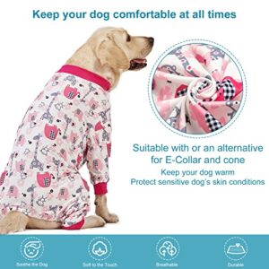 LovinPet Labrador Large Dog Onesies, Pet Anxiety Relief, Anti Licking, Post Surgery Recovery Clothe, Lightweight Stretch Fabric, Jungle Dreams Fuchsia Print, Large Dog Jammies, Large Pet PJ's/Medium