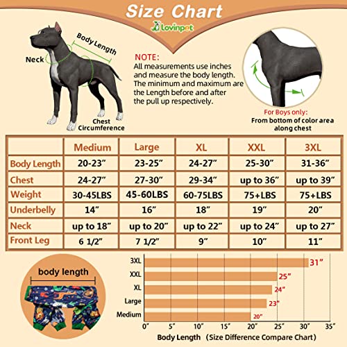 LovinPet Giant Dog Outfits, Anti Licking, Dog Wound Care/Surgery Recovery Clothes, Lightweight Stretch Jersey Knit, Animal Kingdom Blue Print, Large Breed Dog Clothes, Pet PJ's /3XL