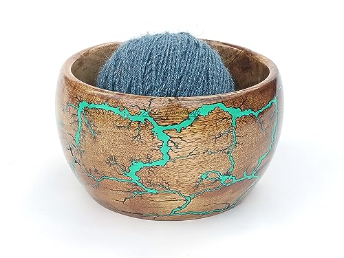 Wooden Yarn bowls For Crocheting - Large Yarn Ball Holder Knitting Bowl Storge Crocheting Accessories and Supplies Organizer,Yarn Holder Dispenser for Crocheting - Gift for Crocheters (Green)