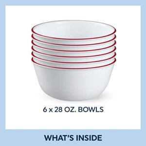 Corelle,Glass 28oz Red Band Bowl 6pk