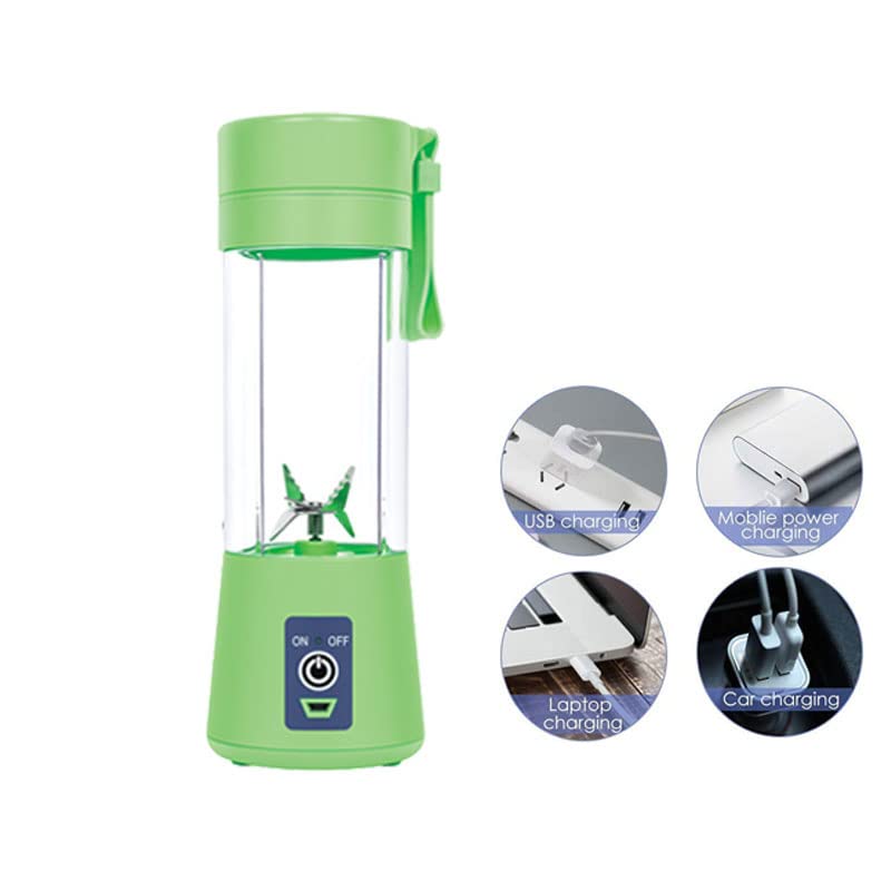 Portable Blender, Personal Mixer Fruit Ice Crushing Rechargeable with USB, Mini Blender for Smoothie, Fruit Juice, Milk Shakes, 13oz, Six 3D Blades for Great Mixing (Black)