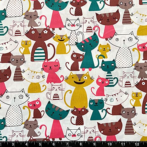 100% Cotton Fabric by The Yard for Sewing, Quilting, DIY Crafts - 62 Inches Wide (No. 2 - Kitten Cats)