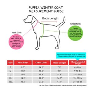 PUPPIA Puppia Alyssa Winter Dog Coat with Integrated Harness No Pull Cold Weather Waterproof Warm Fleece Back Zipper for Small & Medium Dog, Aqua, Medium