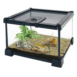 mini reptile glass terrarium tank 7.9"x7.9"x5.7" micro habitat terrarium enclosure amphibians tank cage full view visually appealing for small reptiles, amphibians, spiders and other invertebrates