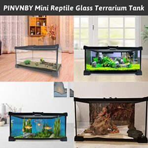 Mini Reptile Glass Terrarium Tank 7.9"x7.9"x5.7" Micro Habitat Terrarium Enclosure Amphibians Tank Cage Full View Visually Appealing for Small Reptiles, Amphibians, Spiders and Other Invertebrates