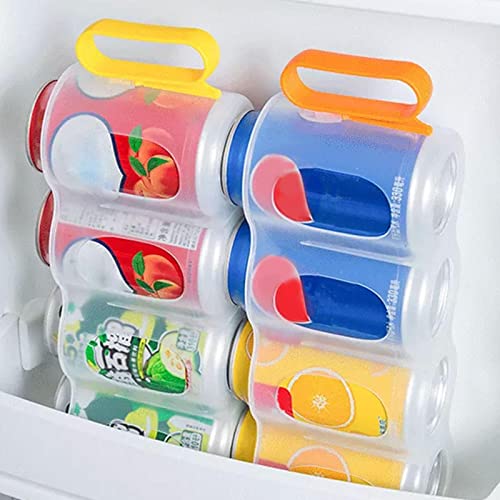 UOYOTT Portable Soda Can Organizer, 3 Pack Refrigerator Organizer Bins Drink Holder Storage,Beverage Holder with Handle for Refrigerator Shelves, Beer Can Racks