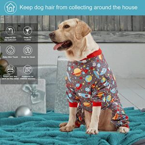 LovinPet Large Dog Pajamas: Large Breed Pitbull/Boxer/Labrador/Doberman, Lightweight Onesie,Space-Travel Grey Print,Post Surgery Shirt,UV Protection,Pet Anxiety Relief,Wound Care for Large Dog/Medium