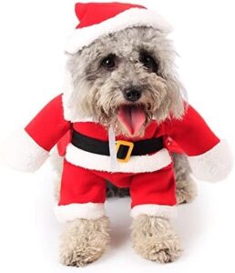 dog cat christmas costume, funny pet cosplay clothes santa claus dog costume suit with a cap, puppy xmas outfit party costume dog cat warm xmas coat winter clothes (large)