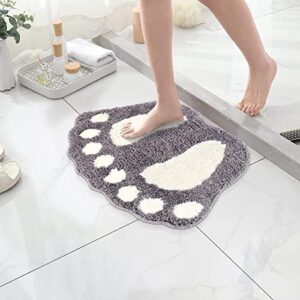 digheigg bathroom rugs, bath mats water absorbent non-slip for bathroom, shower, room, soft microfiber bath mat machine washable bath mat big feet bathroom mat (gray 16x24'')