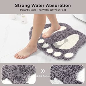 DIGHEIGG Bathroom Rugs, Bath Mats Water Absorbent Non-Slip for Bathroom, Shower, Room, Soft Microfiber Bath Mat Machine Washable Bath Mat Big Feet Bathroom Mat (Gray 16x24'')