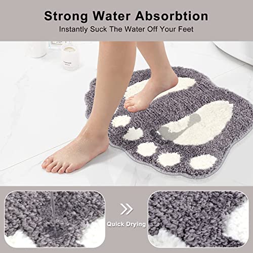 DIGHEIGG Bathroom Rugs, Bath Mats Water Absorbent Non-Slip for Bathroom, Shower, Room, Soft Microfiber Bath Mat Machine Washable Bath Mat Big Feet Bathroom Mat (Gray 16x24'')