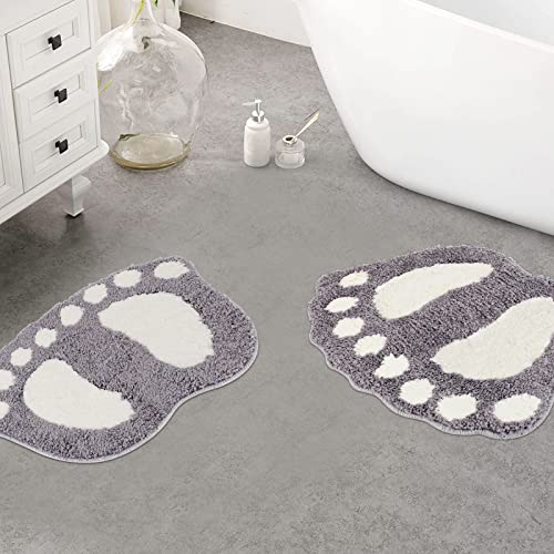 DIGHEIGG Bathroom Rugs, Bath Mats Water Absorbent Non-Slip for Bathroom, Shower, Room, Soft Microfiber Bath Mat Machine Washable Bath Mat Big Feet Bathroom Mat (Gray 16x24'')