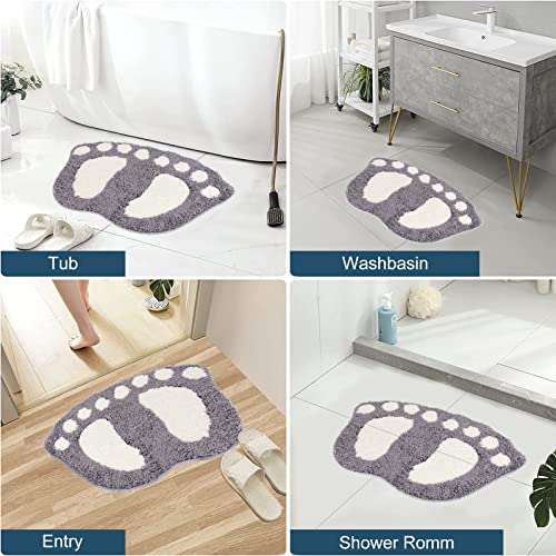 DIGHEIGG Bathroom Rugs, Bath Mats Water Absorbent Non-Slip for Bathroom, Shower, Room, Soft Microfiber Bath Mat Machine Washable Bath Mat Big Feet Bathroom Mat (Gray 16x24'')