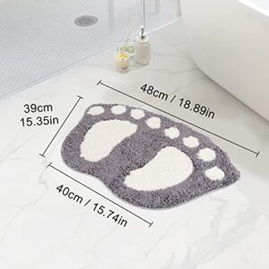 DIGHEIGG Bathroom Rugs, Bath Mats Water Absorbent Non-Slip for Bathroom, Shower, Room, Soft Microfiber Bath Mat Machine Washable Bath Mat Big Feet Bathroom Mat (Gray 16x24'')