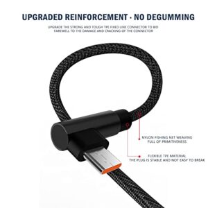 BGNTBUK Charging Cables USB C Cable Right Angle 90° Elbow Nylon Braided USB A to C 66W Fast Charging Cable Bear Grips Titanium