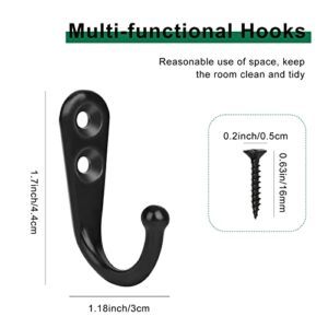 30PCS,Wall Hooks,Coat Hooks Wall Mounted, Heavy Duty Metal Single Hooks with 60 Screws,Wall Hooks for Hanging Robe Towel Jackets Clothes Bag Hat (Black)