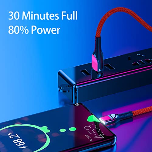 BGNTBUK Magnetic Phone Cords 10 Ft 5A Super Fast Charge Braided Alloy LED Front Light Data Cable Suitable for Micro Charging Cable Long Charging Cord