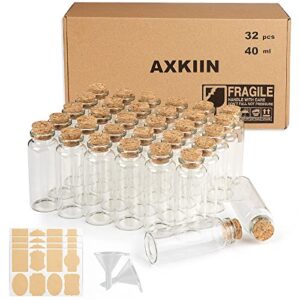 axkiin glass bottles with cork 32pcs 40ml spell jars potion bottles halloween decor wish bottles for baby shower wedding favors party decoration diy art storage accessories