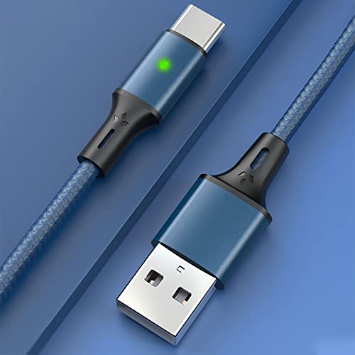 BGNTBUK Type C to Type C Cable 3A Super Fast Charge Braided Alloy LED Front Light Data Cable Suitable for Type C Charging Cable Usb3 Extension Cable 25 Ft