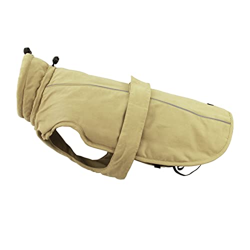 Waterproof Warm Dog Coat, Winter Windproof Dog Cold Weather Coats,Thick Padded Cotton Puppy Jacket Reflective Vest Clothes for Small Medium Large Dogs(X-Small, Khaki)