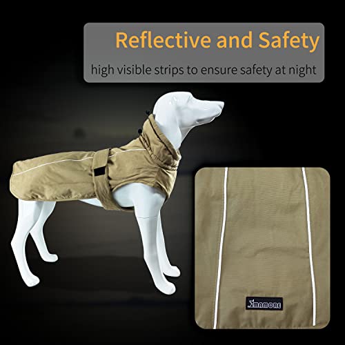 Waterproof Warm Dog Coat, Winter Windproof Dog Cold Weather Coats,Thick Padded Cotton Puppy Jacket Reflective Vest Clothes for Small Medium Large Dogs(X-Small, Khaki)