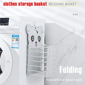 Laundry Hamper Bag Plastic Hanging Collapsible Slim Mesh Dirty Clothes Laundry Travel Baskets Hamper Bags for Bedroom Organization grey