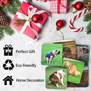 Funny Coasters for Drinks, 6 Piece Pooping Dogs Cute Coasters, Absorbent Cork Base Apartment Decor for Dog Lovers & Puppy Owners, White Elephant Party Gag Gift