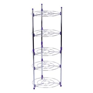 5 tiers pot shelf, 101.5 x 35cm silver carbon steel home kitchen metal wire shelving organizer storage rack cookware holder